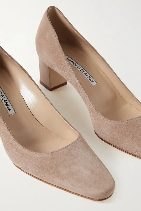 Manolo Blahnik Okkatopla 50 Suede Pumps - Neutrals