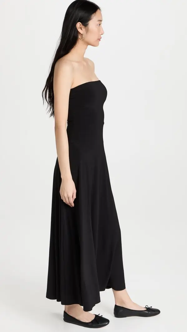Norma Kamali Strapless Flared Midi Dress
