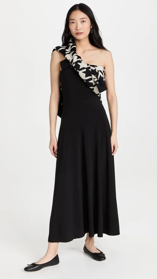 Norma Kamali Strapless Flared Midi Dress