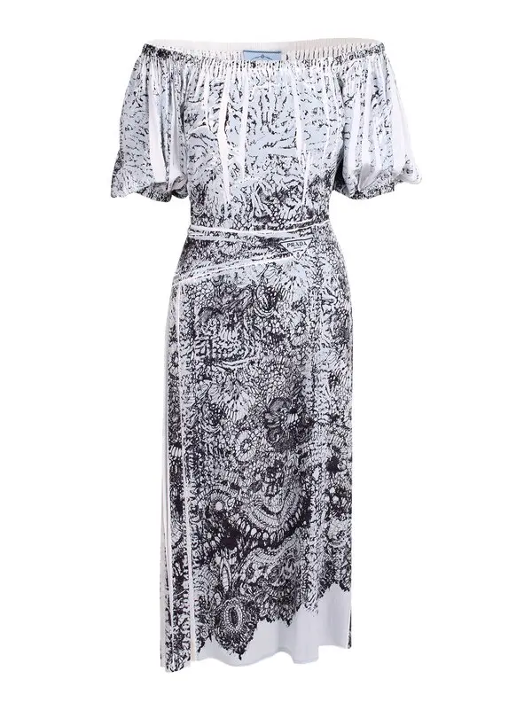 Prada Abstract Print Silk Midi Dress