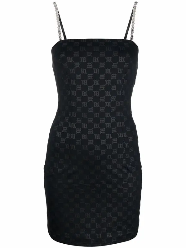 MISBHV Monogram Chain-link Strap Mini Dress - Black