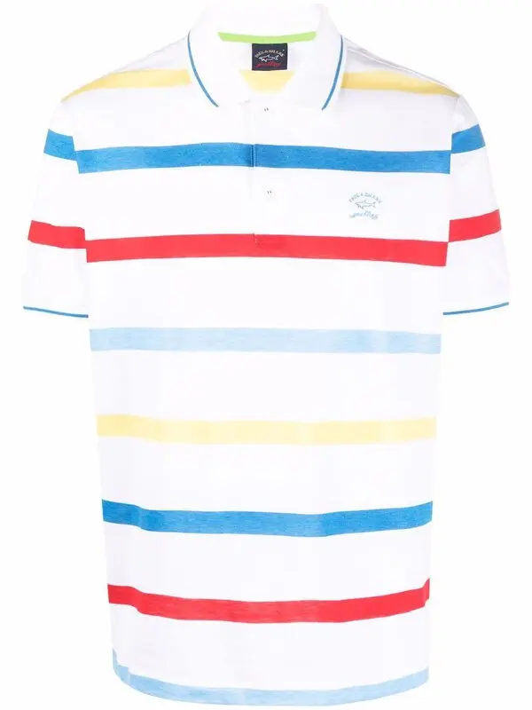 Paul & Shark Striped Short-sleeve Polo Shirt - White