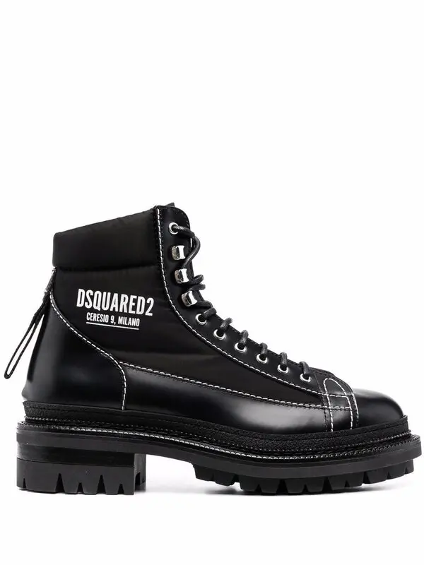 Dsquared2 Paneled Lace-up Ankle Boots
