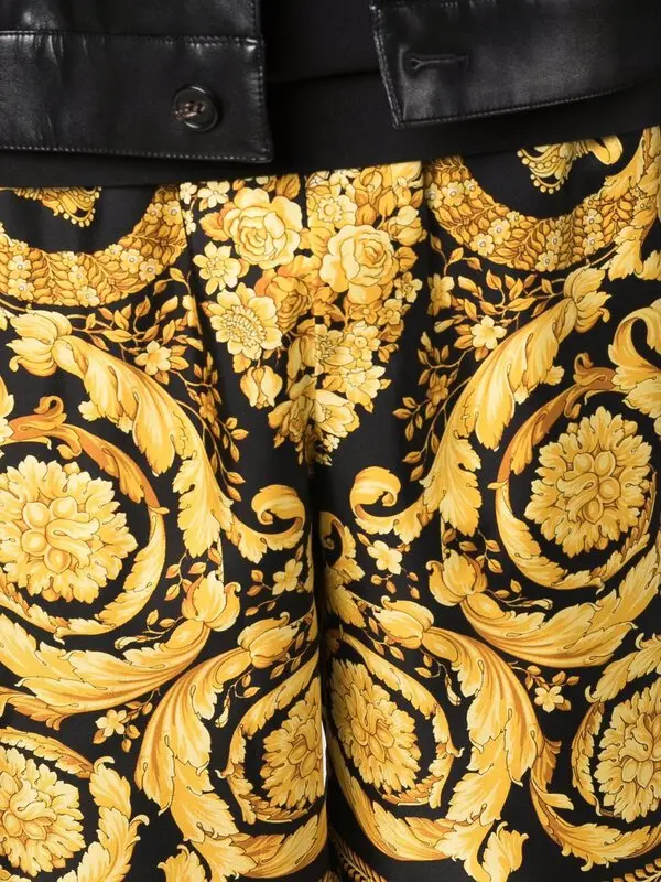 Versace Barocco-print Silk Shorts - Black