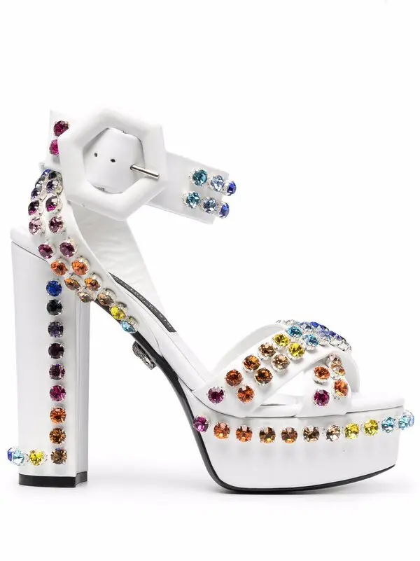 Philipp Plein Crystal-embellished Sandals - White