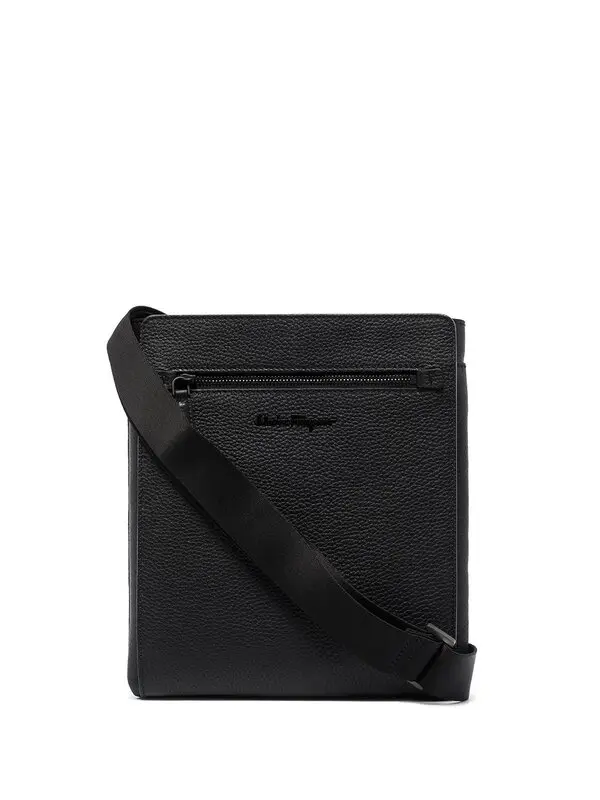 FERRAGAMO Logo Plaque Crossbody Bag - Black