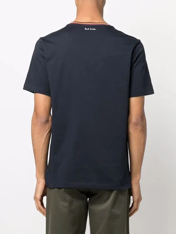 Paul Smith Stripe-trim Organic Cotton T-shirt - Blue