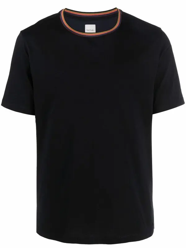 Paul Smith Stripe-trim Organic Cotton T-shirt - Black