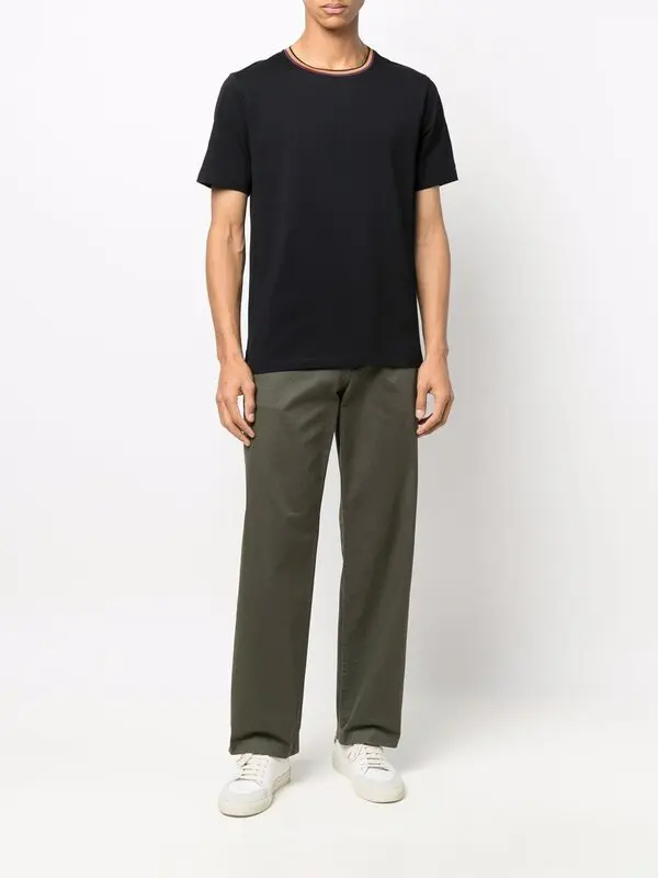 Paul Smith Stripe-trim Organic Cotton T-shirt - Black