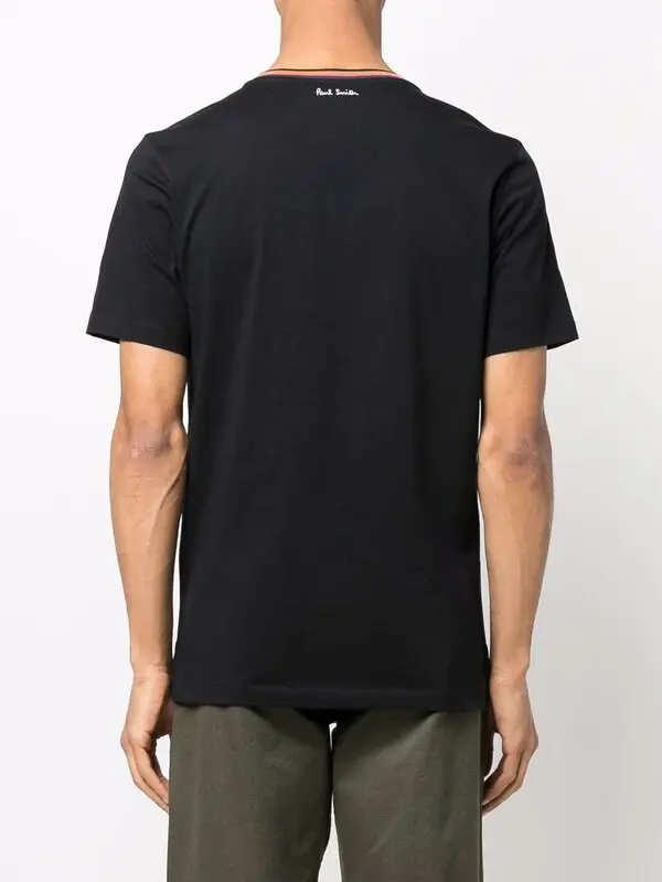 Paul Smith Stripe-trim Organic Cotton T-shirt - Black