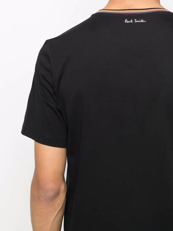 Paul Smith Stripe-trim Organic Cotton T-shirt - Black