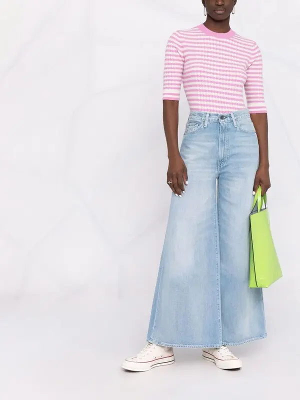 GANNI Striped Cashmere-wool Top