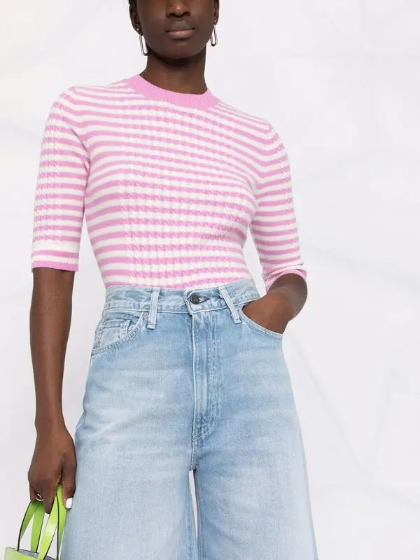 GANNI Striped Cashmere-wool Top