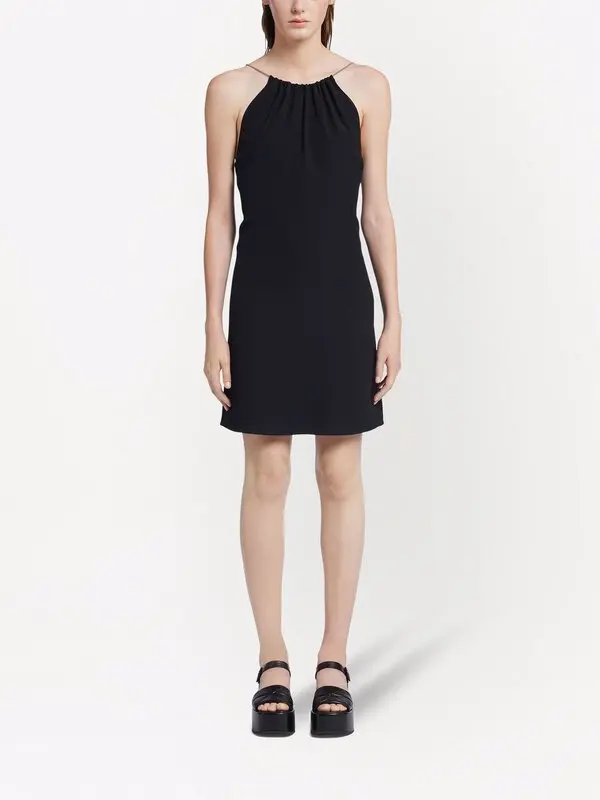Black Dress With Silver Chain Straps Black Gold Chain Straps Drawstring Cut  Out Mini Dress
