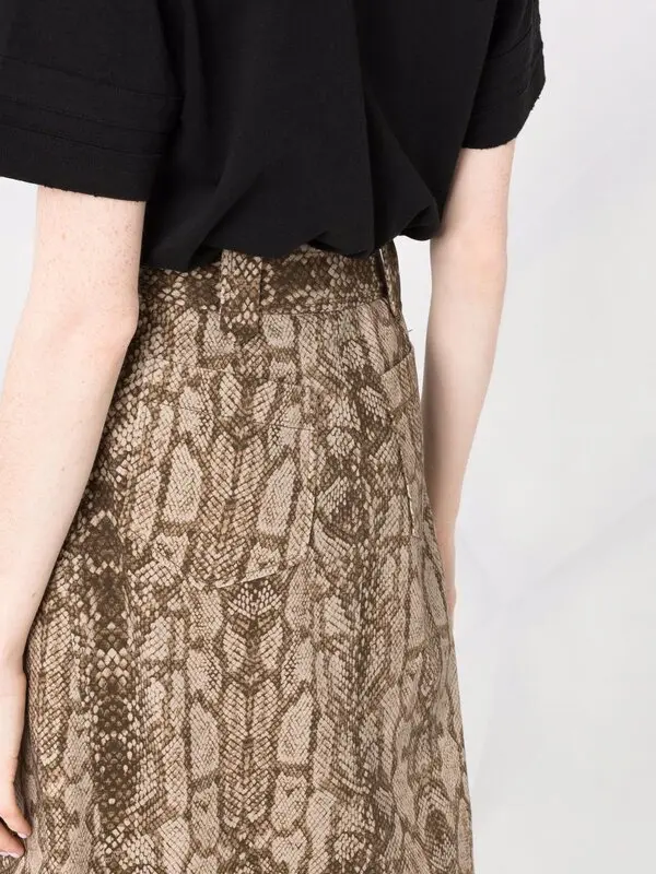 Alberta Ferretti Snake-print Stretch-cotton Skirt