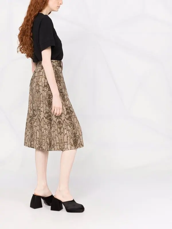Alberta Ferretti Snake-print Stretch-cotton Skirt