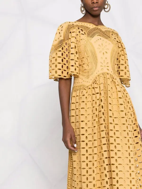 Alberta Ferretti Broderie Anglaise Floor-length Dress