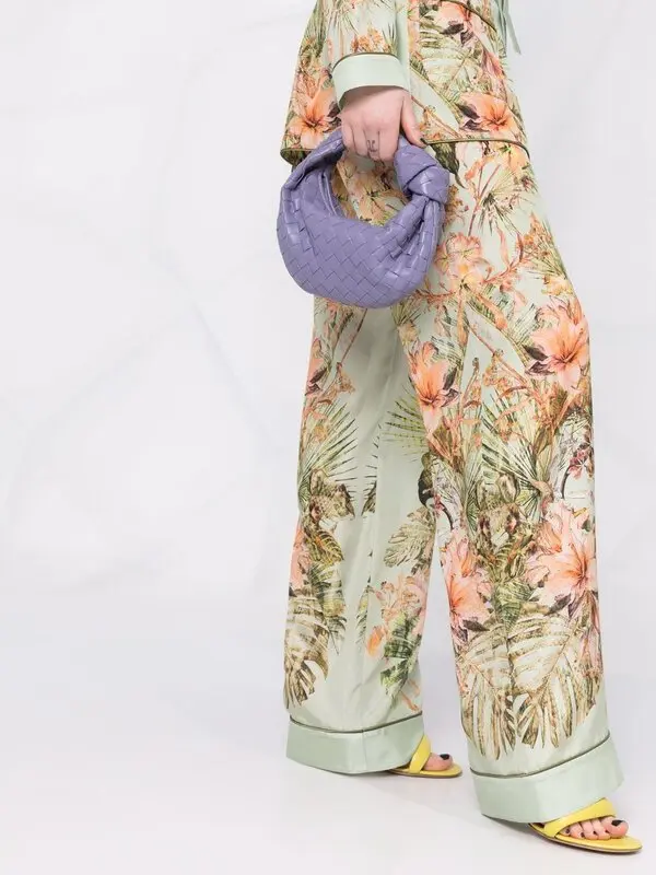 Alberta Ferretti Botanical-print Wide-leg Trousers
