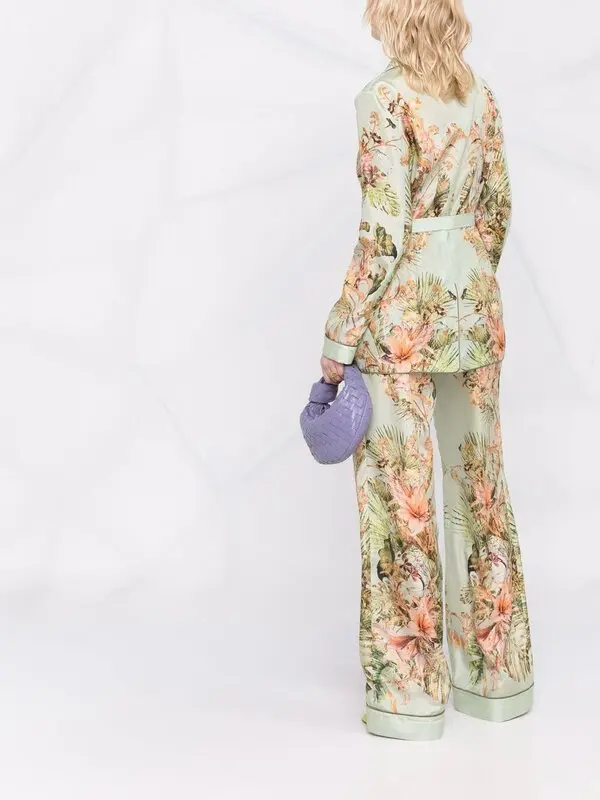 Alberta Ferretti Botanical-print Wide-leg Trousers