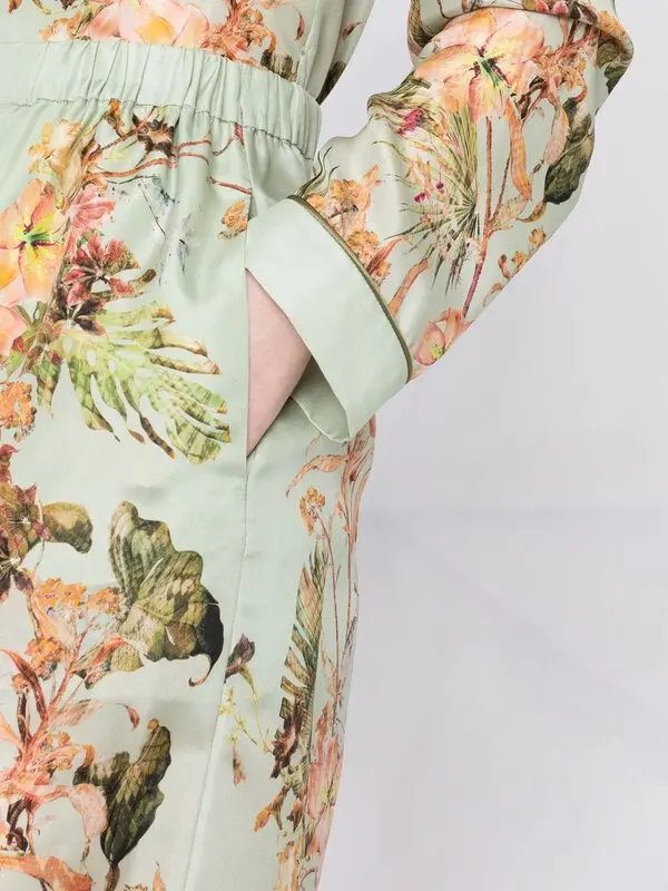 Alberta Ferretti Botanical-print Wide-leg Trousers