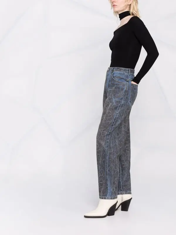 Alberta Ferretti Snake-print High-waisted Straight-leg Jeans