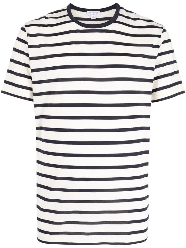 Sunspel Striped Crew-neck T-shirt - White