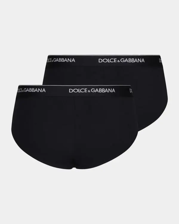 Dolce & Gabbana Apos;s Two-pack Jersey Stretch Logo Briefs - Black