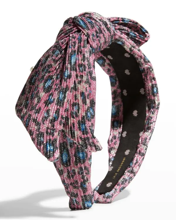 Lele Sadoughi Holly Shimmer Leopard Bow Headband - Pink  display picture 3