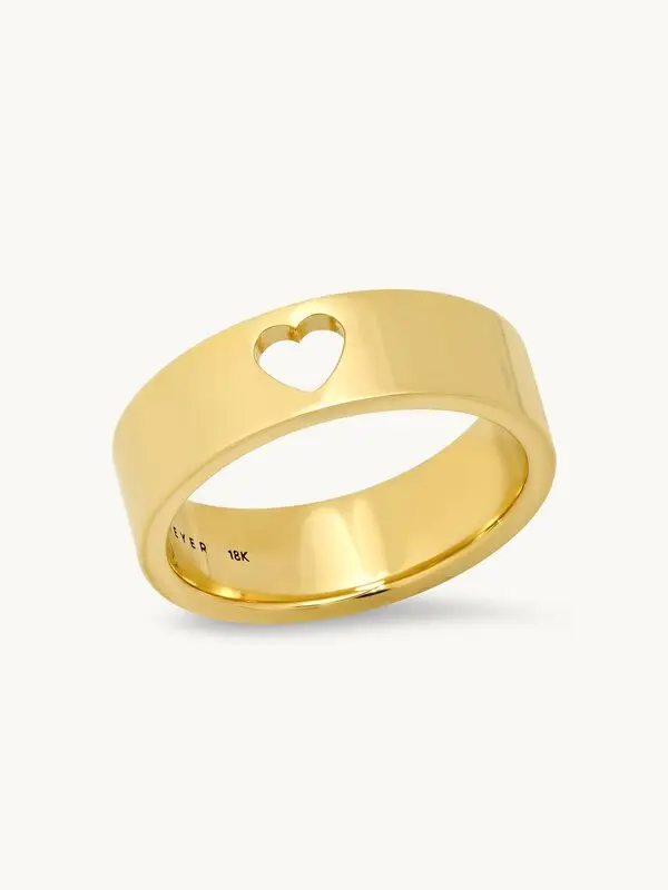 JENNIFER MEYER Wide Ellen Band With Heart Cutout - Yellow Gold