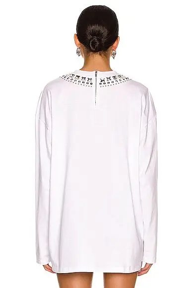 Miu Miu Logo Long Sleeve T-Shirt In White - Bianco | Editorialist
