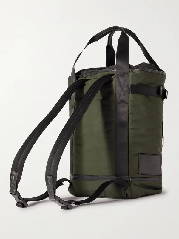 Mulberry Leather-trimmed Padded Recycled Nylon Backpack