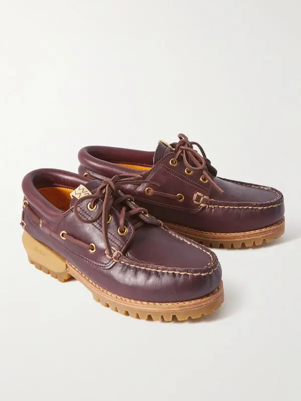 Visvim Wallace Deck-Folk Leather Boat Shoes - Burgundy | Editorialist