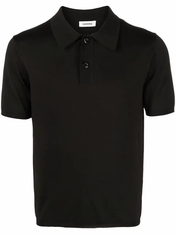 Sandro Short-sleeve Knitted Polo Shirt - Black