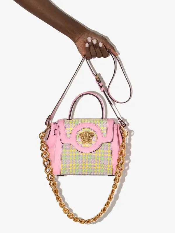 Versace La Medusa Houndstooth Tote Bag