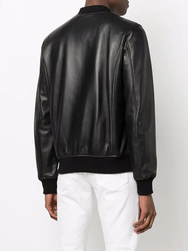 Philipp Plein Sheepskin Leather Bomber Jacket