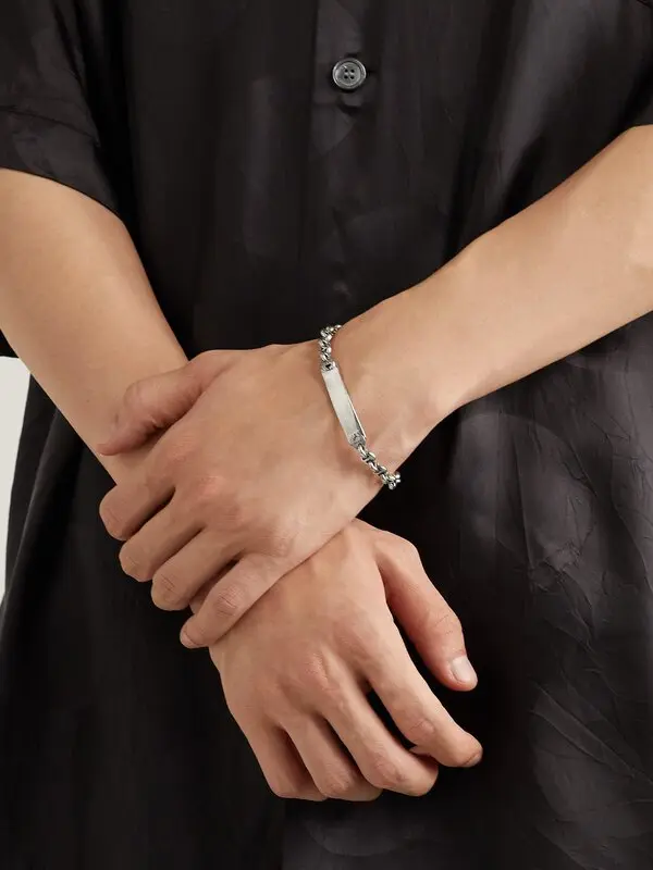 Hoorsenbuhs Open-link Monogram Sterling And Diamond Bracelet