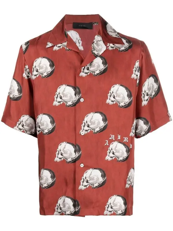 Amiri Skull-print Silk Shirt - Red