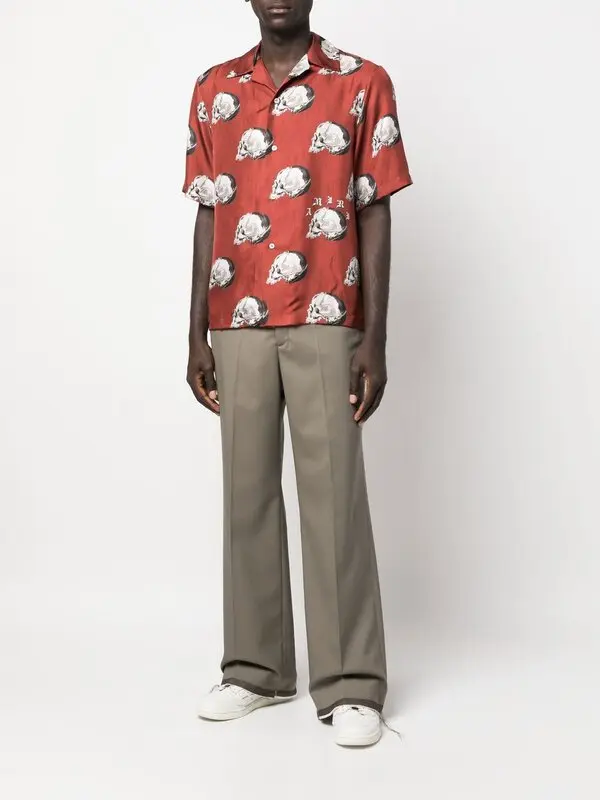 Amiri Skull-print Silk Shirt - Red