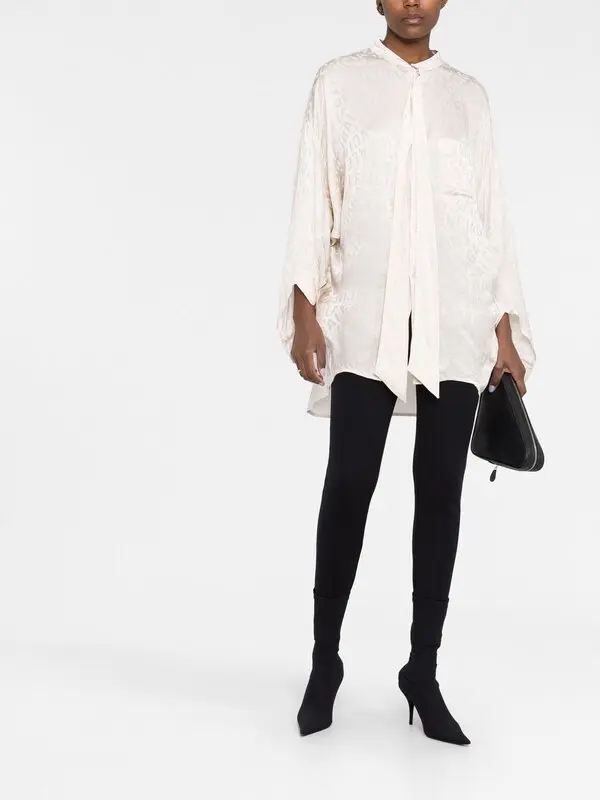 Balenciaga Logo Jacquard Twisted Swing Blouse