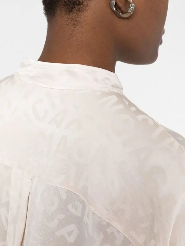 Balenciaga Logo Jacquard Twisted Swing Blouse