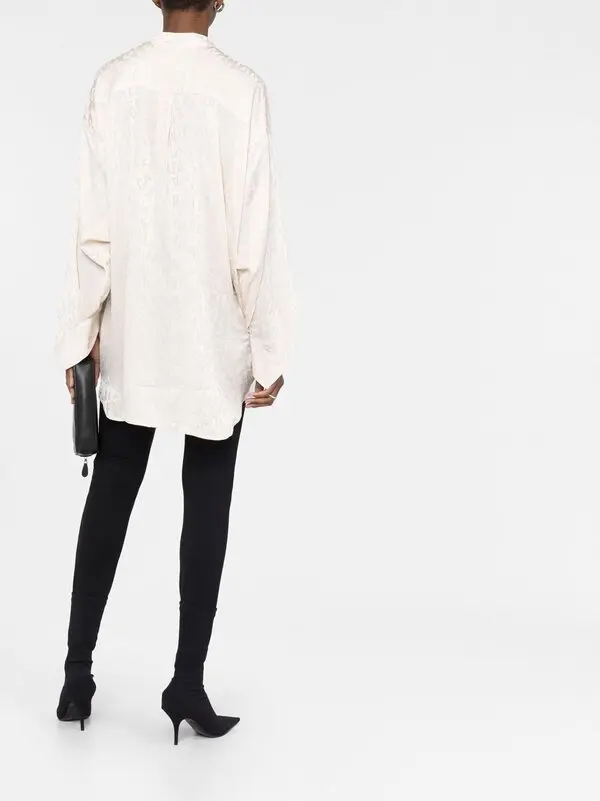 Balenciaga Logo Jacquard Twisted Swing Blouse