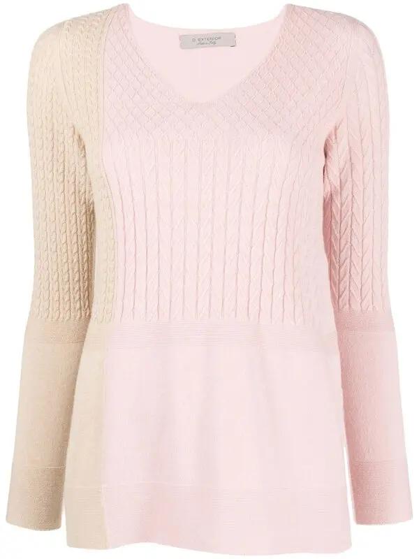 D.exterior Colour-block Cable-knit Jumper
