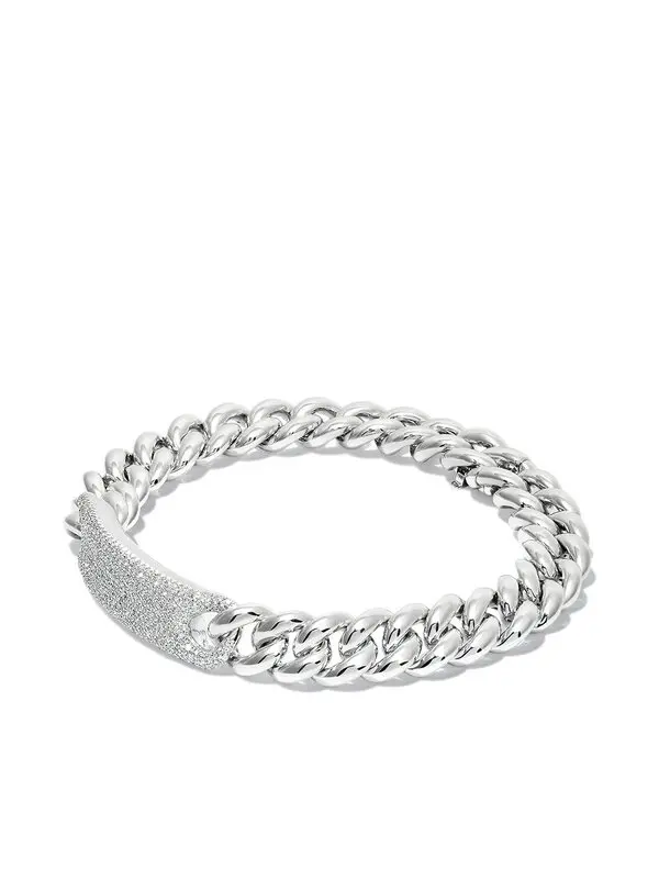 Shay 18k White Gold Diamond Id Plate Bracelet - Silver