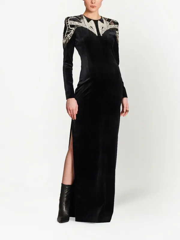 Balmain Sequin-embellished Open-back Gown