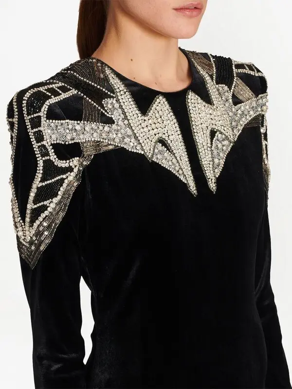 Balmain Sequin-embellished Open-back Gown