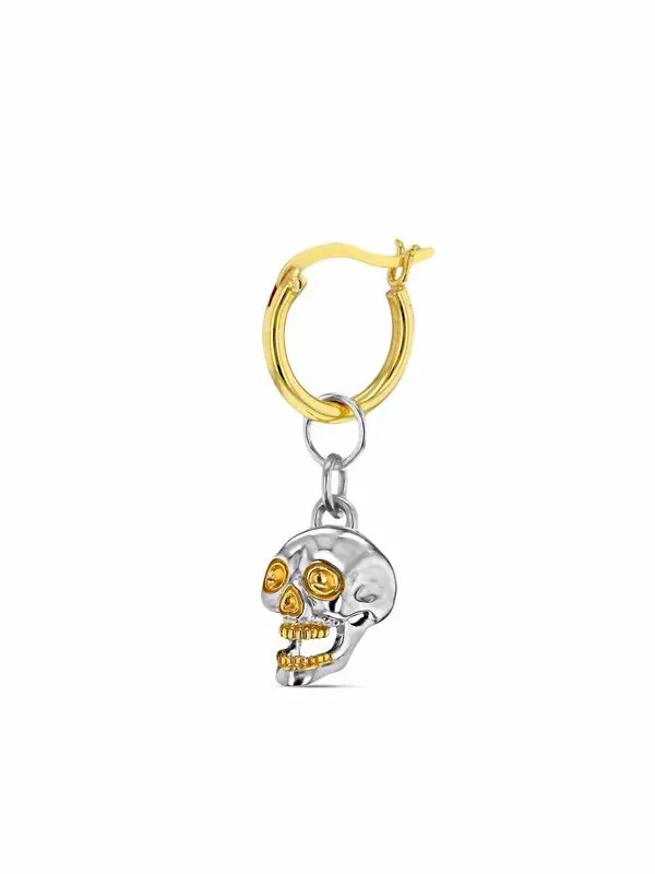 TRUE ROCKS Skull Pendant Hoop Earring - Gold