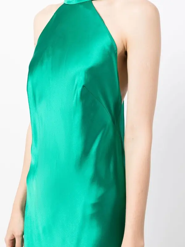 Michelle Mason Backless Halter-neck Tie Gown - Green