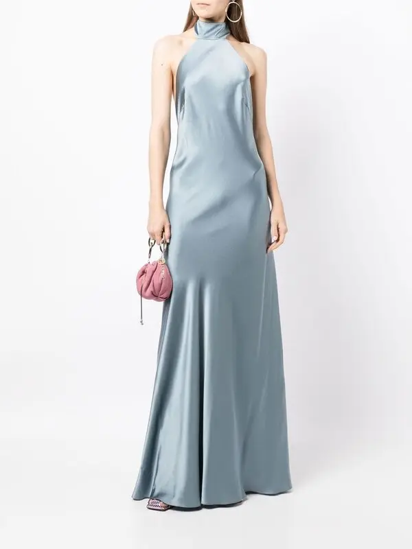 Michelle Mason Backless Gown - Blue