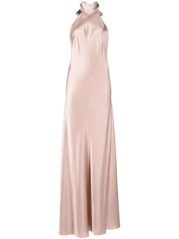 Michelle Mason Backless Halter-neck Gown - Pink