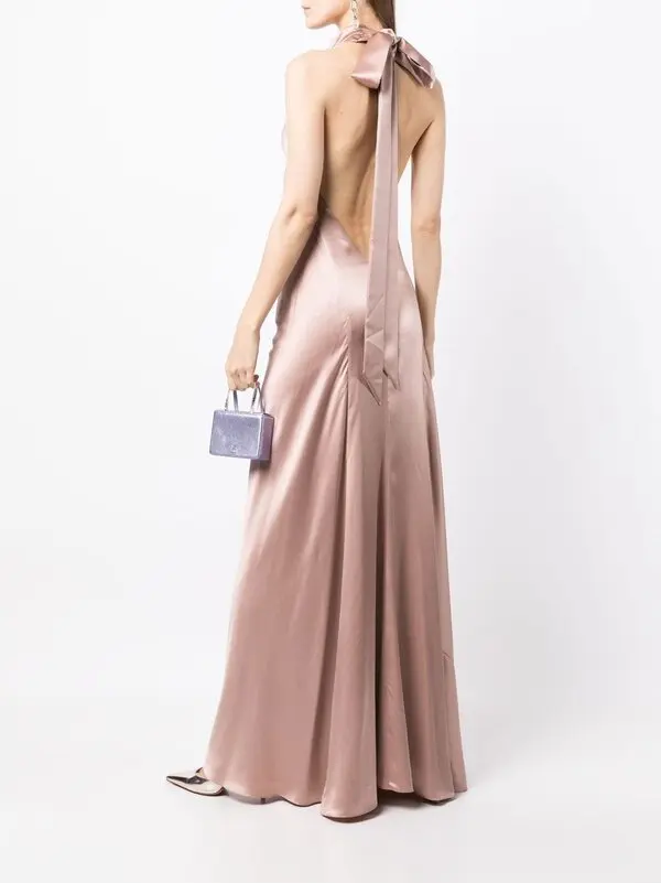 Michelle Mason Backless Halter-neck Gown - Pink
